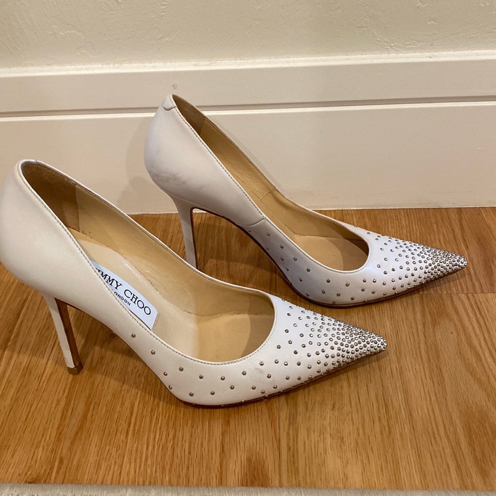 Jimmy Choo White Leather Anouk Pumps - Gem